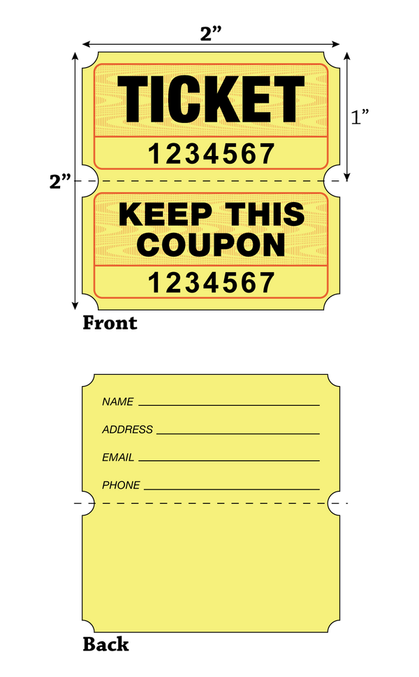 Raffle Roll Tickets - Yellow (2,000/Roll) - Globe Ticket