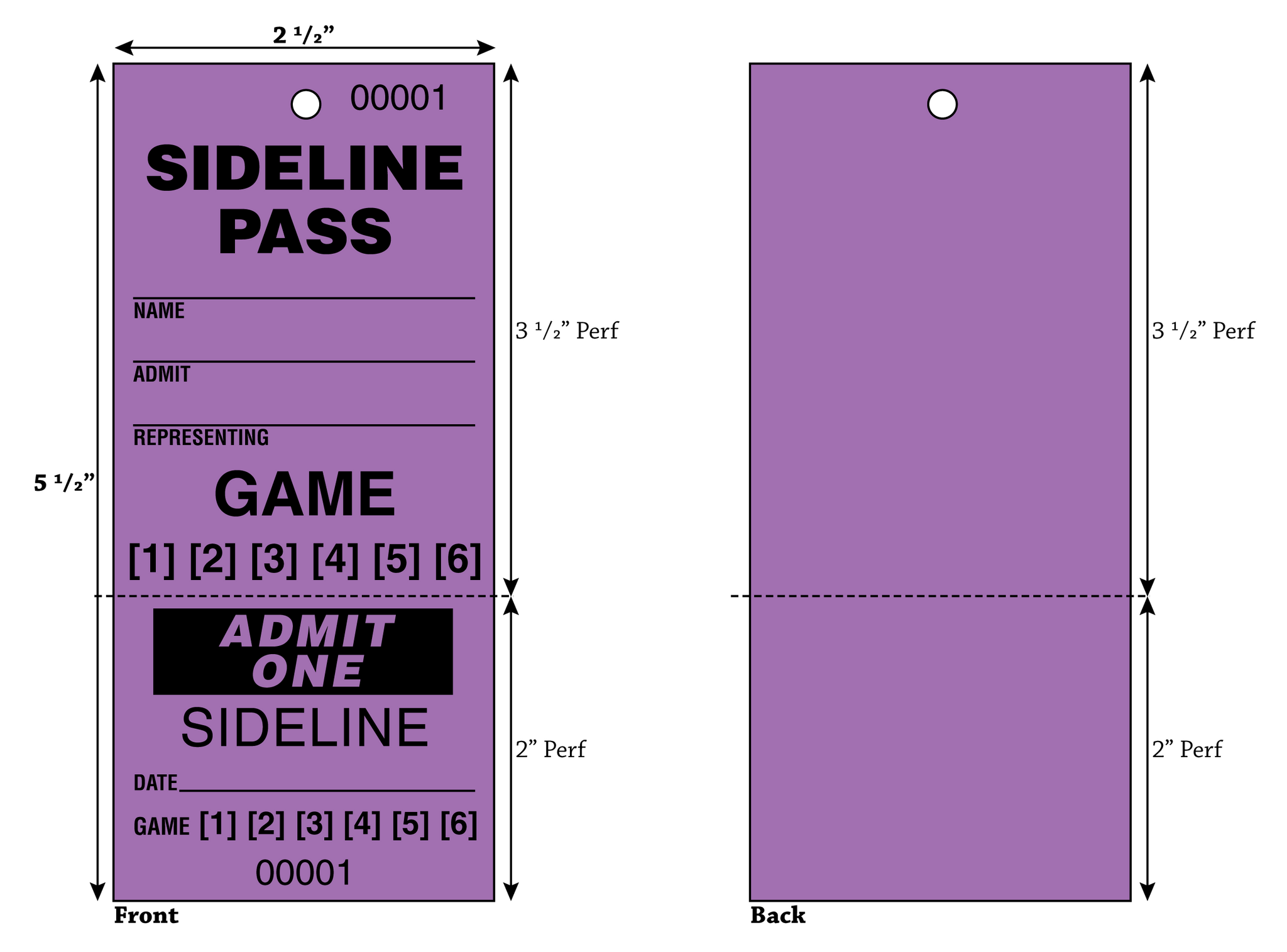 Sideline Pass - Lilac (50/Bundle) - Globe Ticket