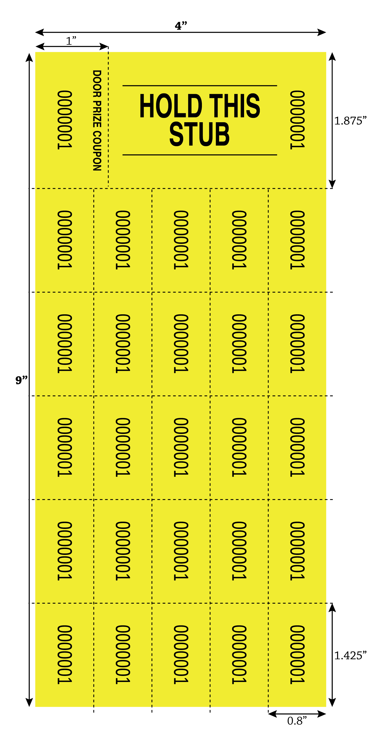 Penny Social Raffle Ticket Sheets - Yellow (500/Bundle) - Globe Ticket